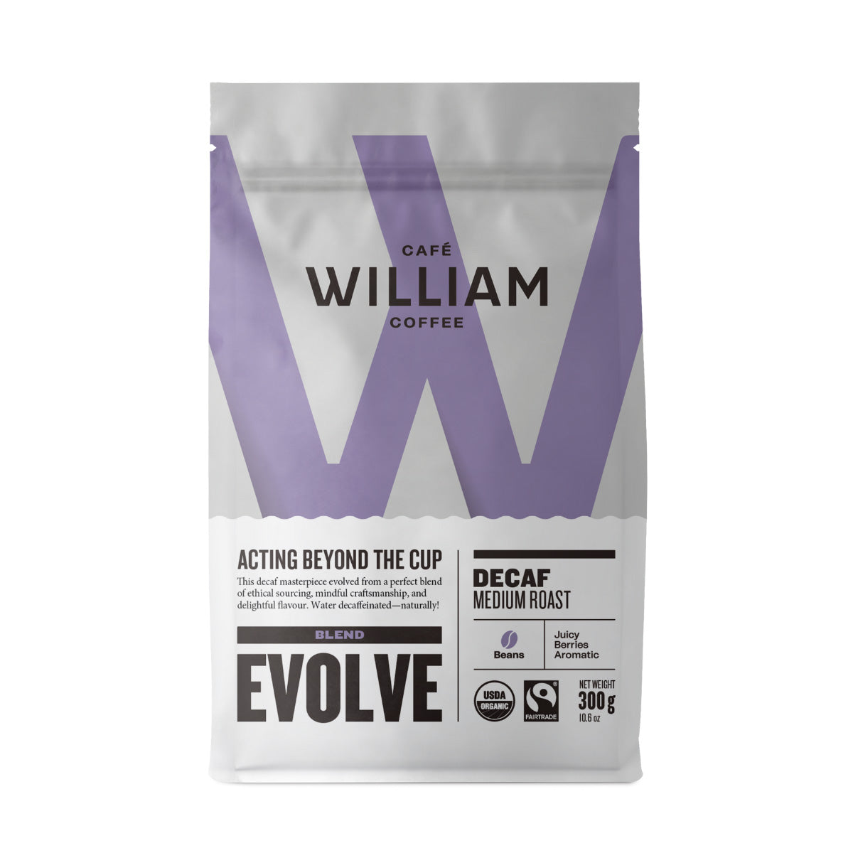 Cafe William Coffee Beans Evolve Decaf 340g — Natural Food Pantry Online Store