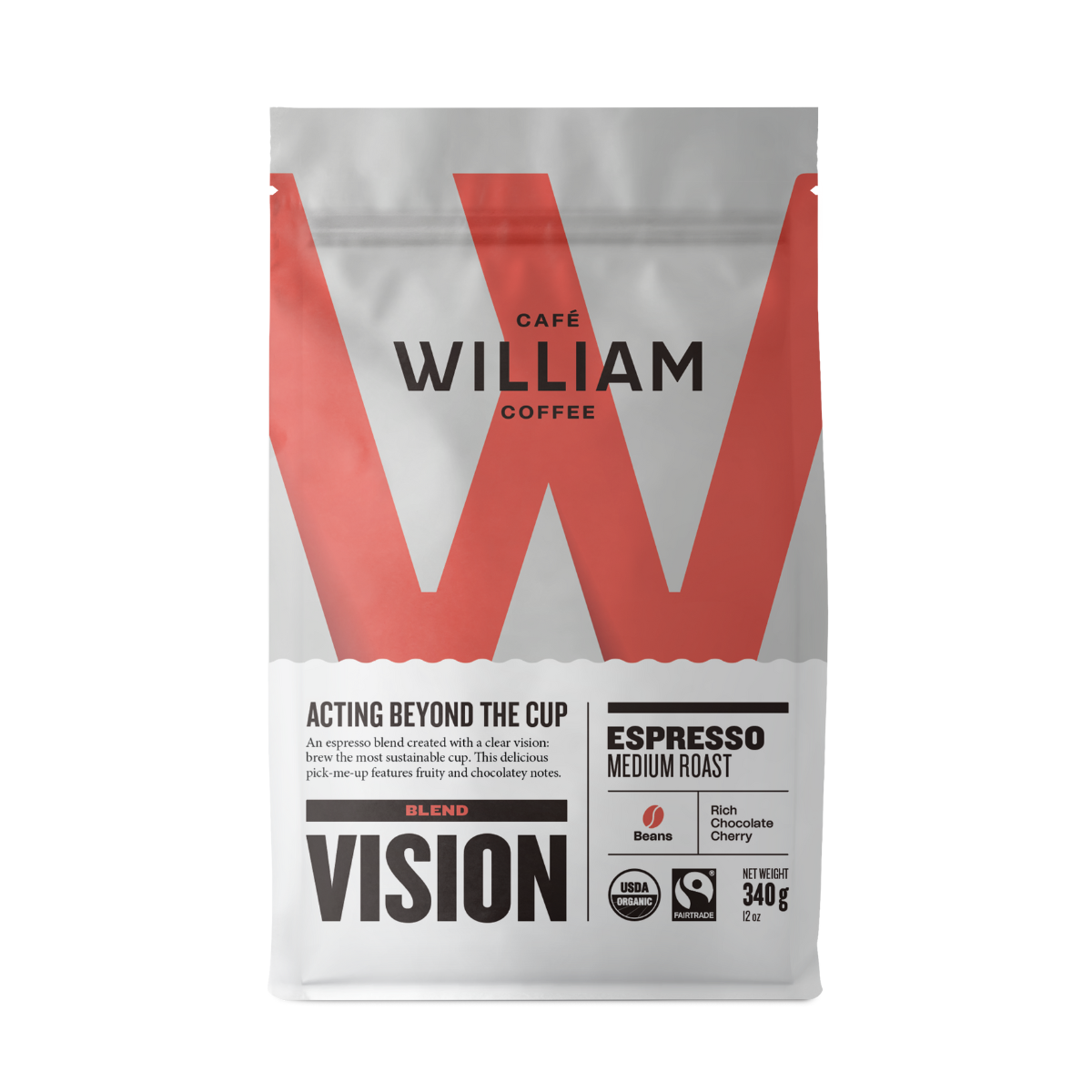 Cafe William Coffee Beans Vision Espresso 340g — Natural Food Pantry ...