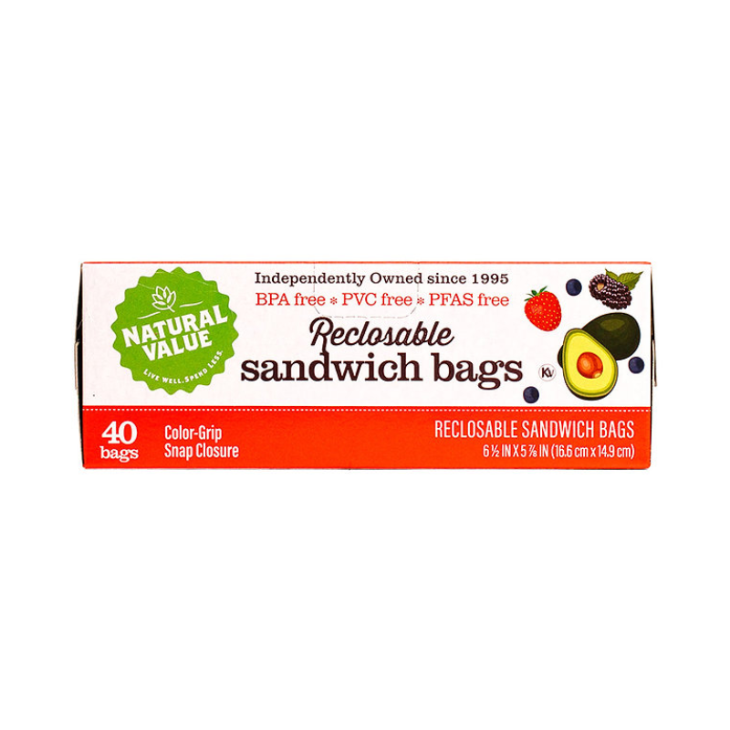 Natural Value Sandwich Bags Reclosable 40 count — Natural Food Pantry ...